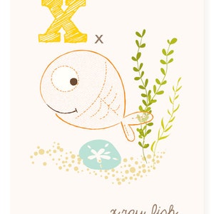 ABC Card, X is for Xray Fish , ABC Wall Art, Alphabet Flash Cards ...