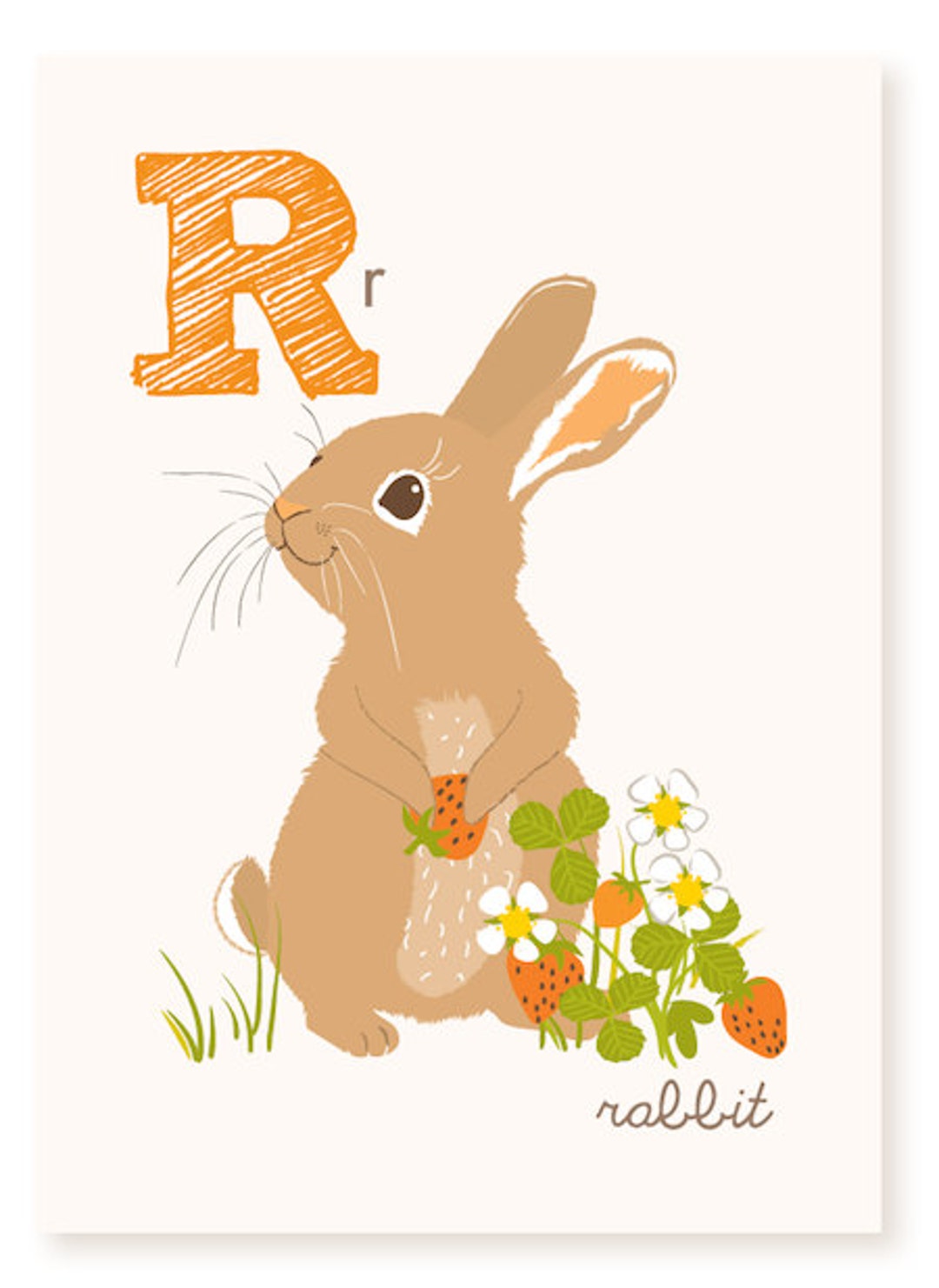 ABC Card, R is for Rabbit, ABC Wall Art, Alphabet Flash Cards, Nursery ...
