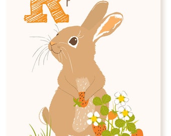 ABC Card R is for Raccoon ABC Wall Art Alphabet Flash | Etsy