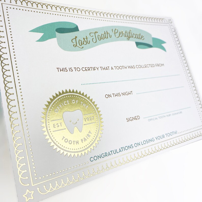 Tooth Fairy Lost Tooth Certificate - Etsy