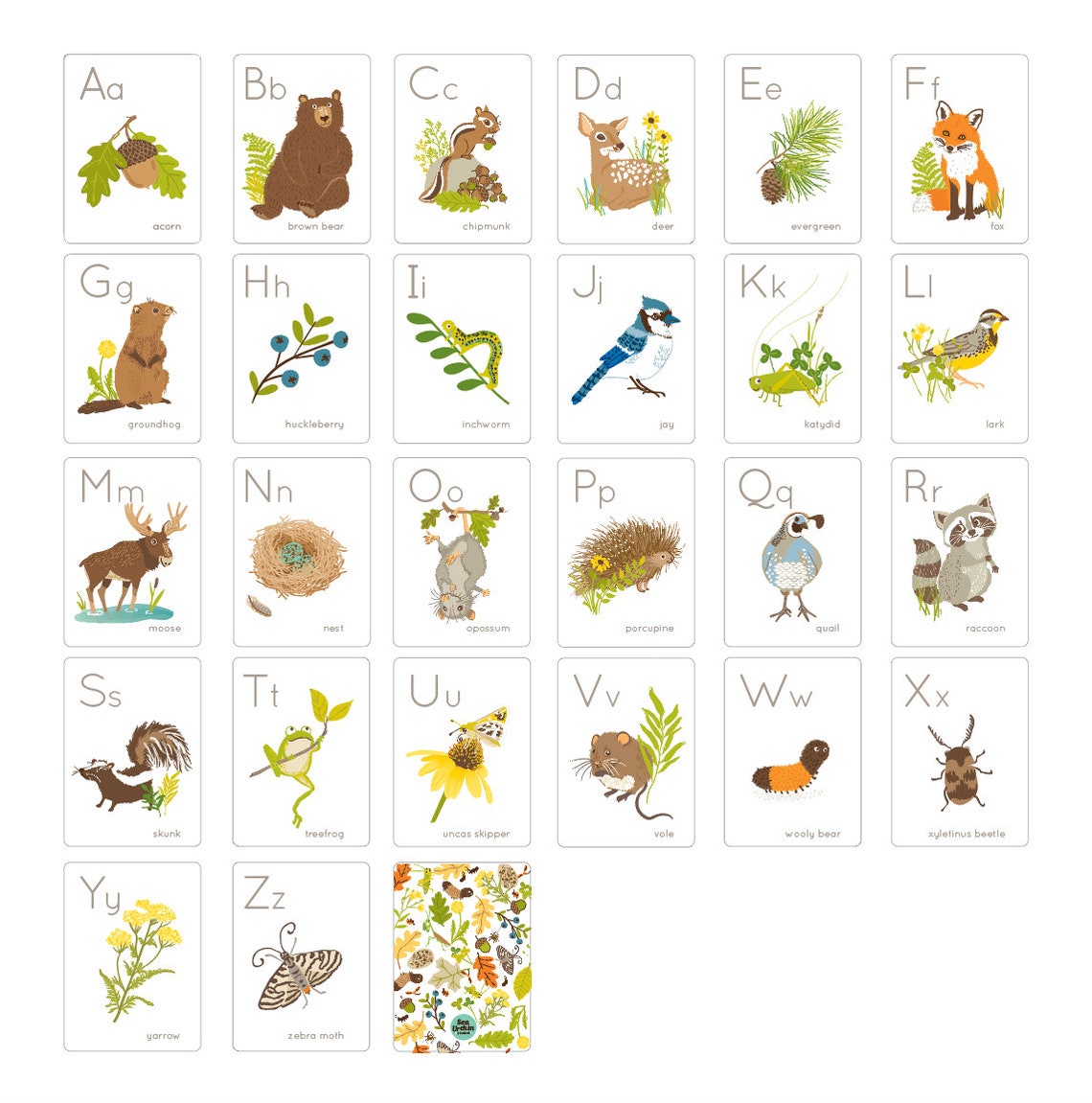 ABC Card Set Woodland - Etsy