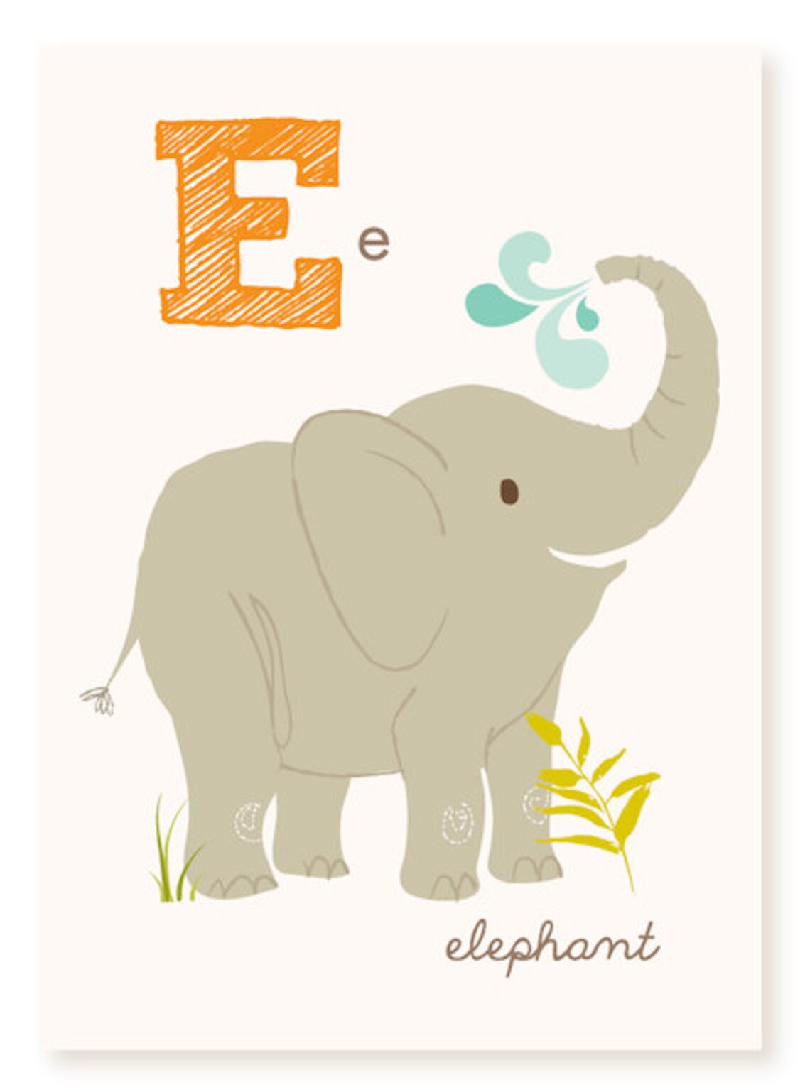 ABC Card E is For Elephant Echidna Eel Elk - Etsy