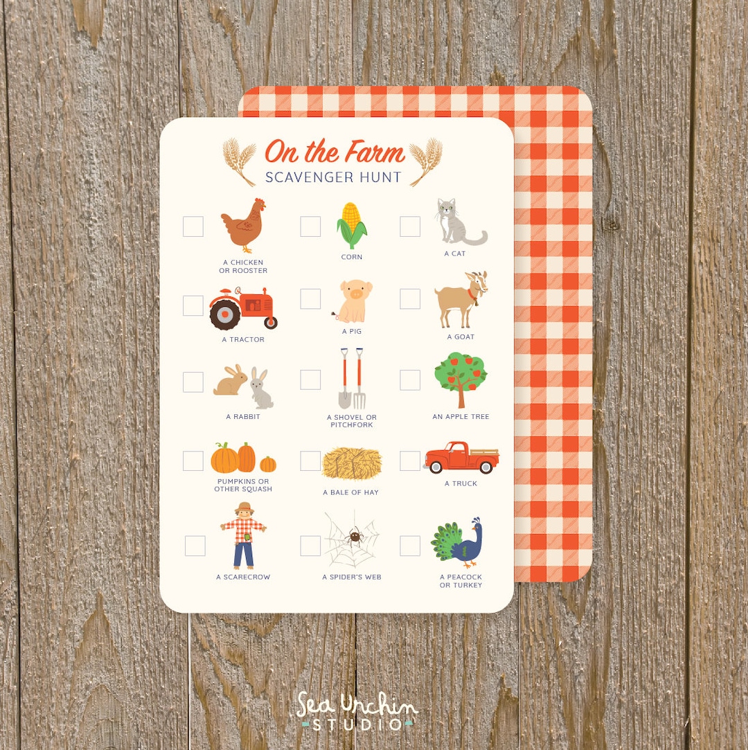 Farm Scavenger Hunt, Games for Kids, Apple Picking, Kid's Party Game ...