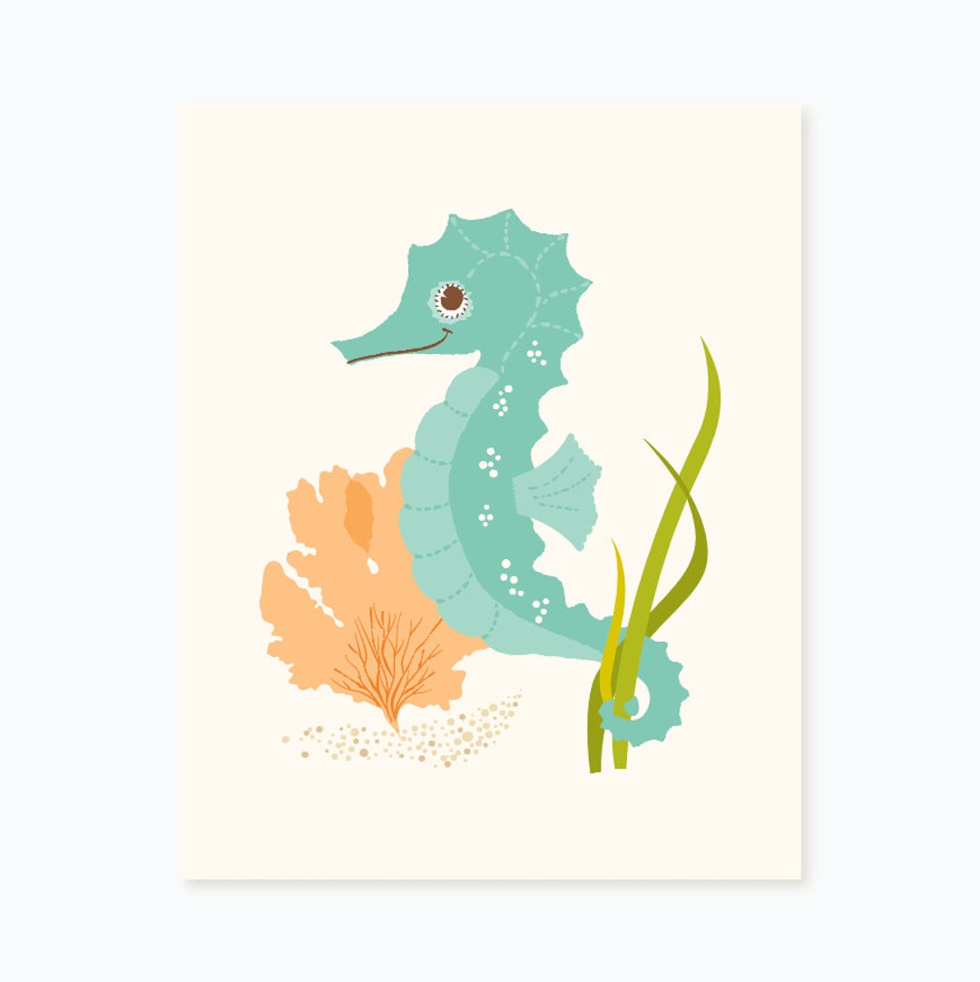 Seahorse Wall Art, Ocean Art for Kids - Etsy