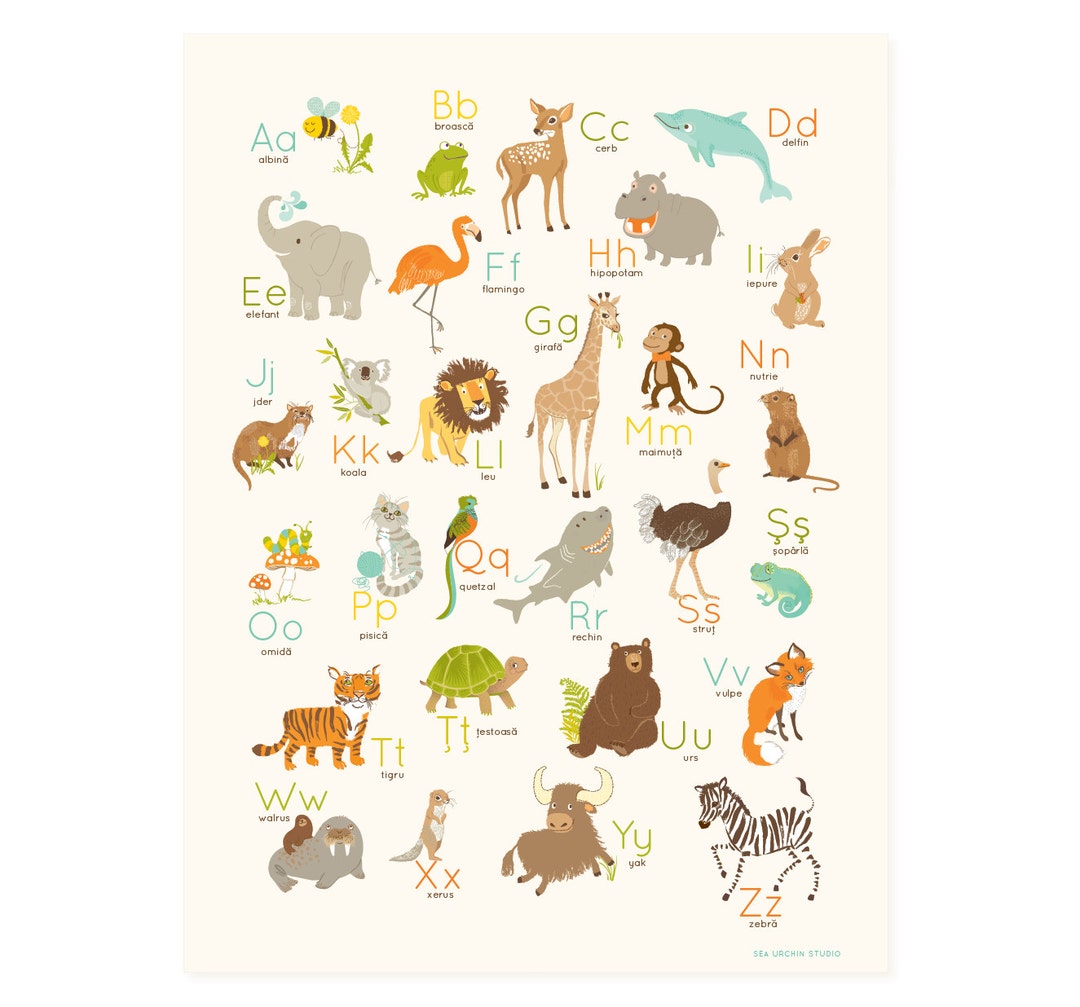 ROMANIAN Abc Art for Kids, Alphabet Wall Art, Romania Art for Kids ...