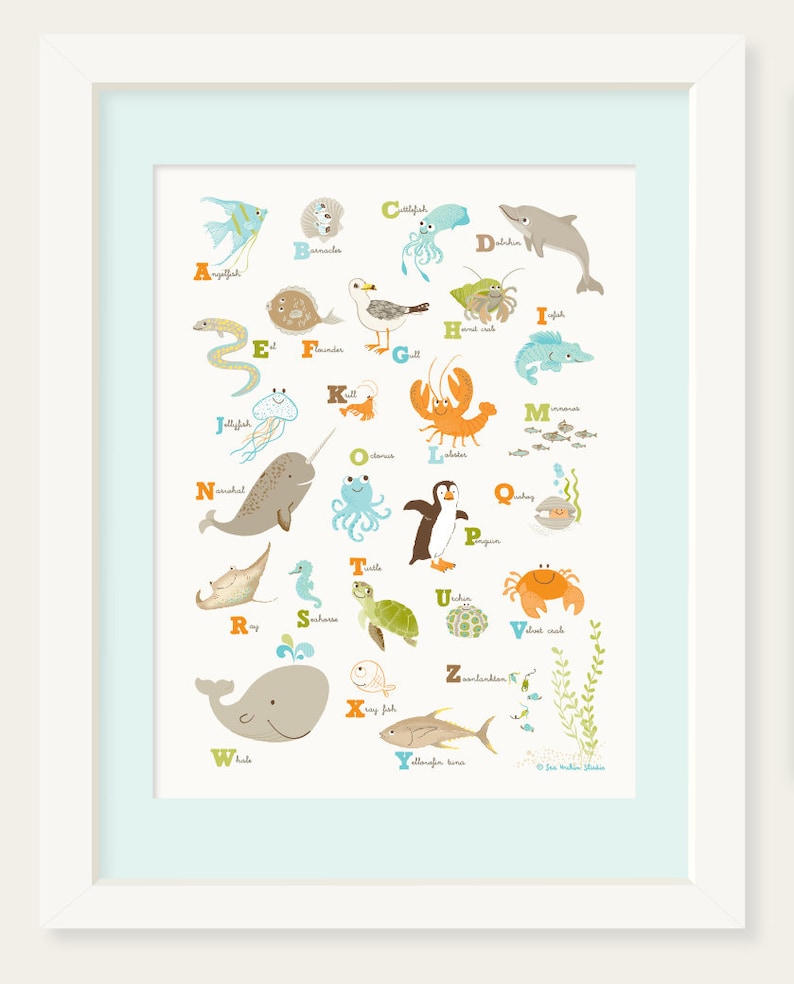 OCEAN Wall Art Sea ABC Ocean Alphabet Wall Art Nursery - Etsy