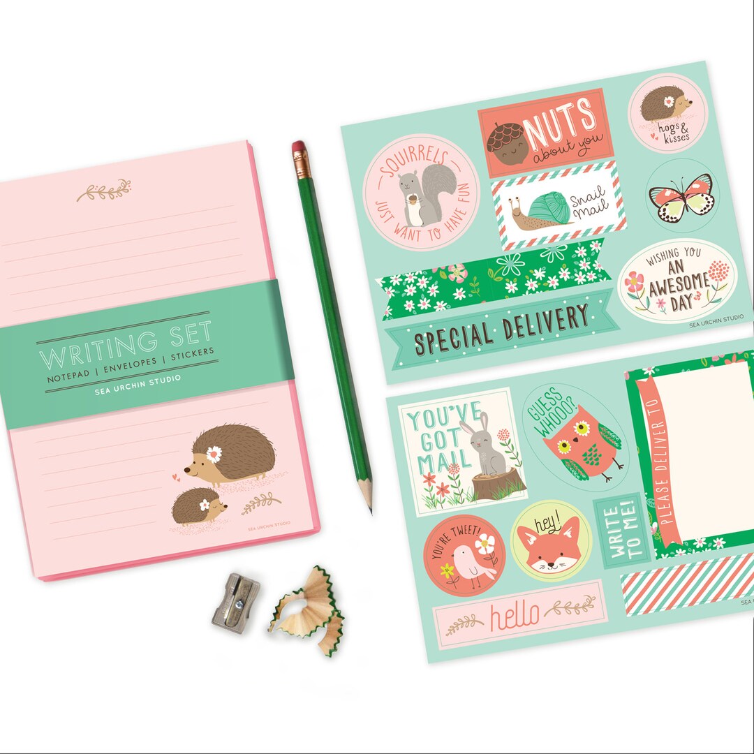 Hedgehog Stationery Set, Stationery for Girls, Kids Writing, Notepad ...