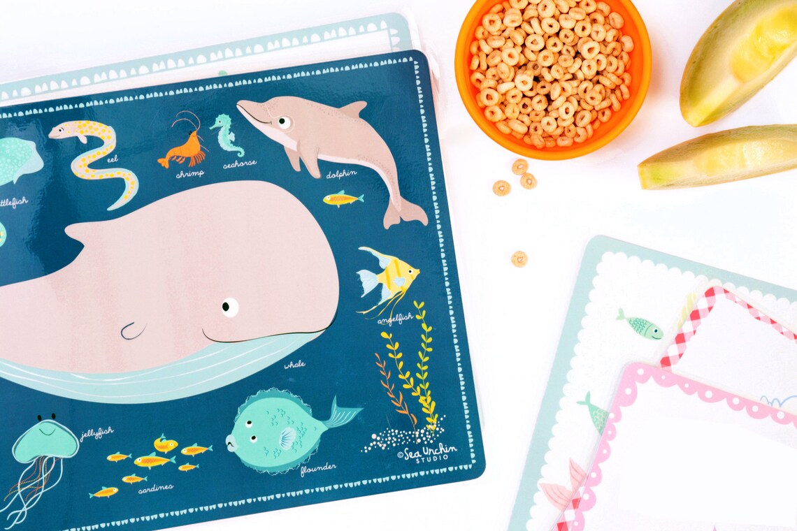 PLACEMAT for Kids Sea Creatures Ocean Fish Place Mat | Etsy