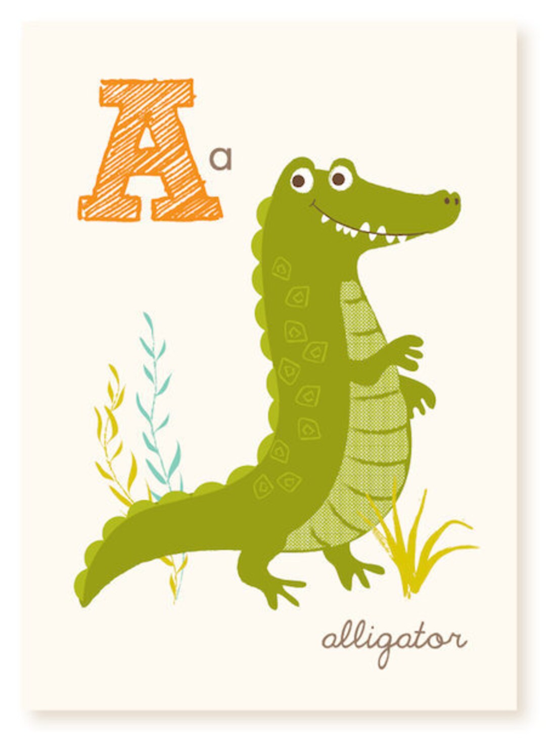 ABC Card - A is for - Alligator, Angelfish, Alpaca, Acorn - Etsy