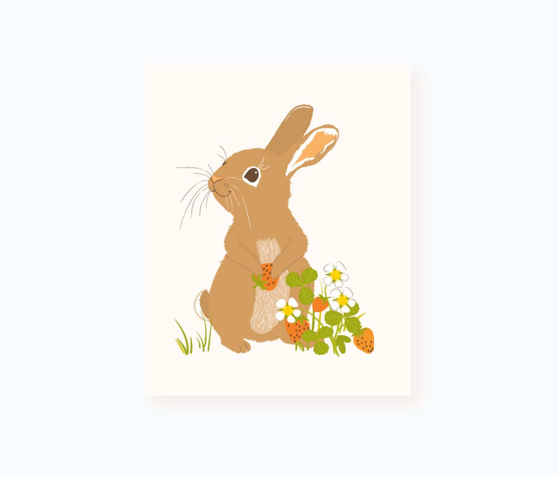 Rabbit Wall Art Bunny Art for Kids Woodland Nursery Wall - Etsy