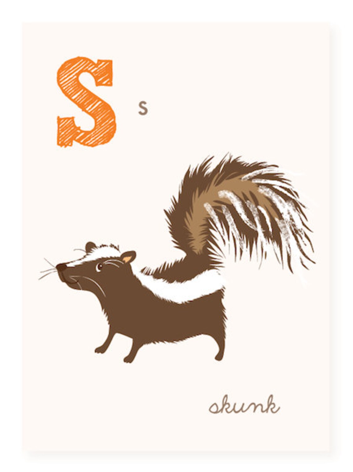 ABC Card S is for Skunk ABC Wall Art Alphabet Flash Cards - Etsy