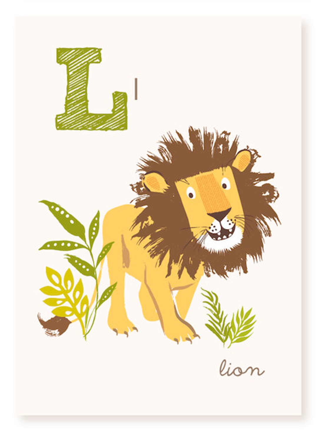 ABC Card, L is for Lion, ABC Wall Art, Alphabet Flash Cards, Nursery ...