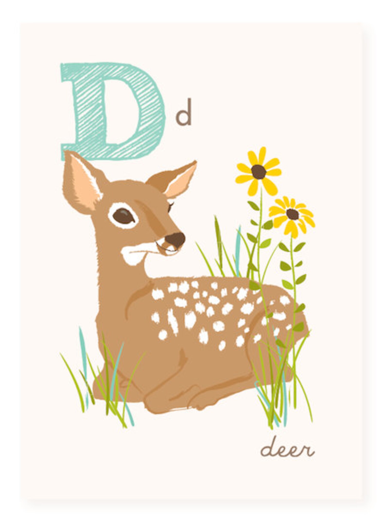 ABC Wall Art ABC Card D is For Deer Alphabet Flash Cards - Etsy