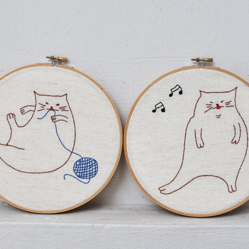 Cats Hand Embroidery Pattern PDF Printable Template for Hand - Etsy