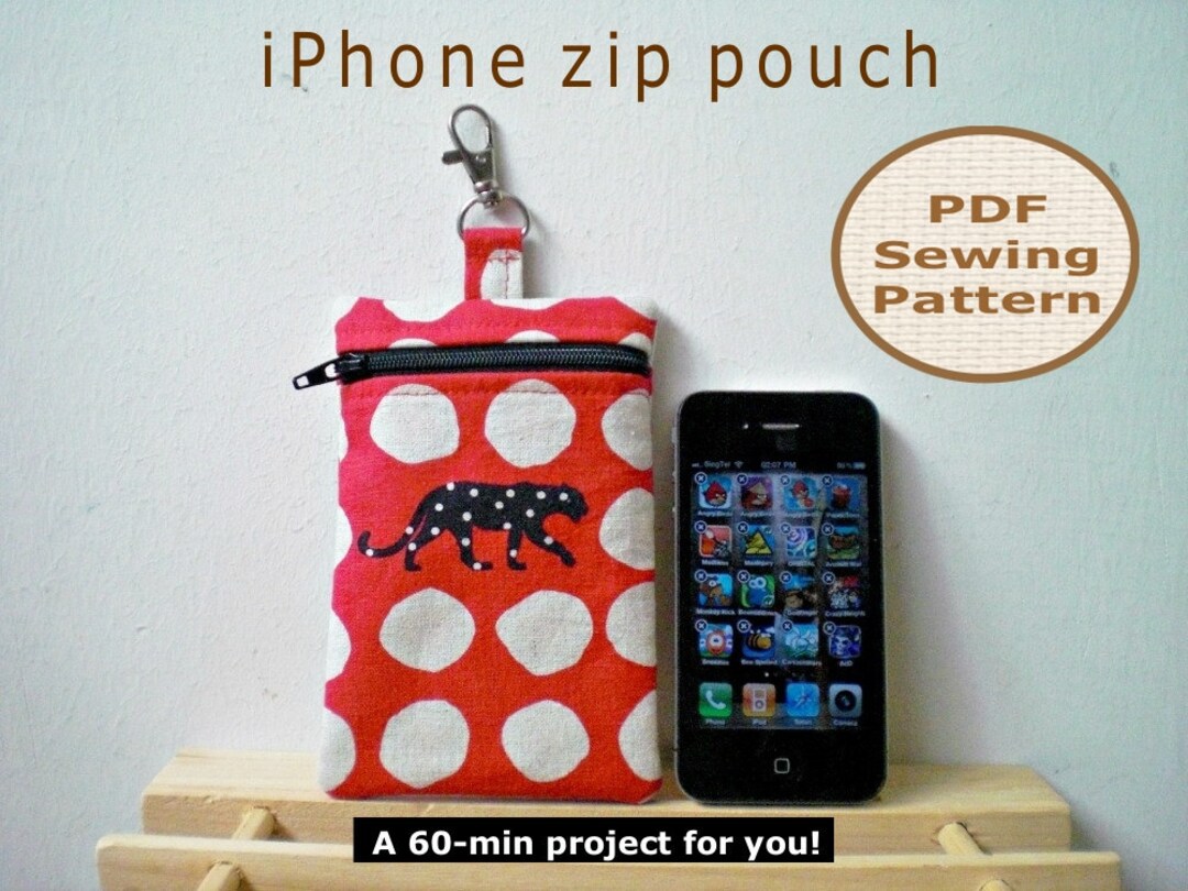 Easy iPhone Zip Pouch INSTANT DOWNLOAD - PDF Sewing Pattern and ...