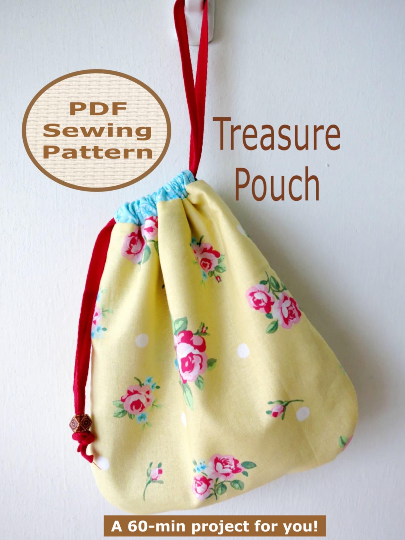 Beginner Treasure Pouch Sewing Pattern | Embroidered Drawstring Bag ...