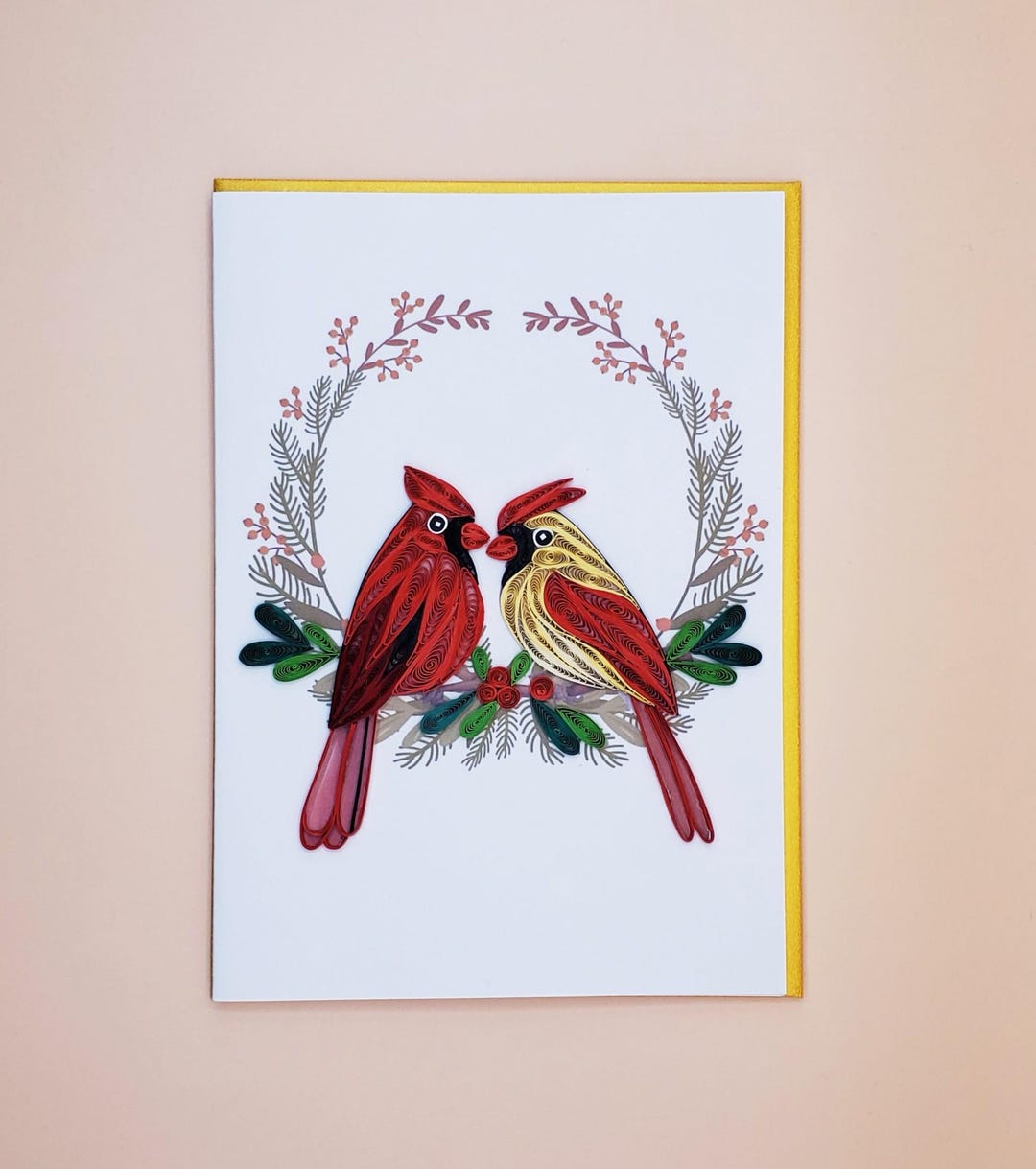 Cardinals Quilled Greeting Card | Handmade Bird Artwork, Card for Thank ...