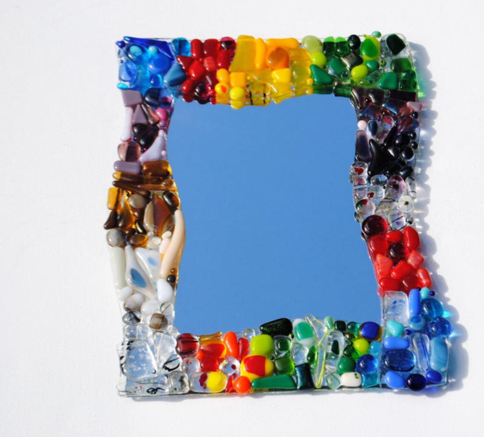 Colorful Rainbow Mosaic Fused Glass Mirror - Etsy