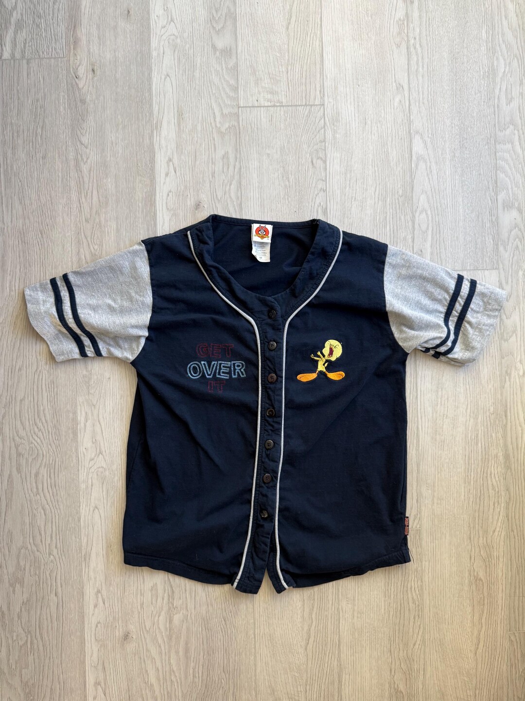Vintage 2002 Tweety Bird Baseball Style T-shirt / Looney Tunes Navy ...