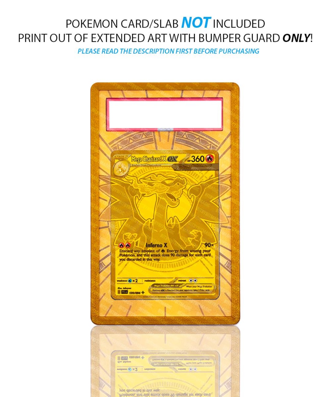 Gold Mega Charizard X Pokemon Card, Extended Art, Phantasmal Flames ...