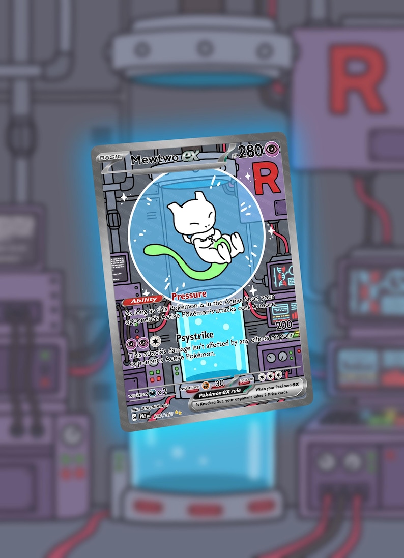 Bubble Mewtwo Custom Made Card - Etsy