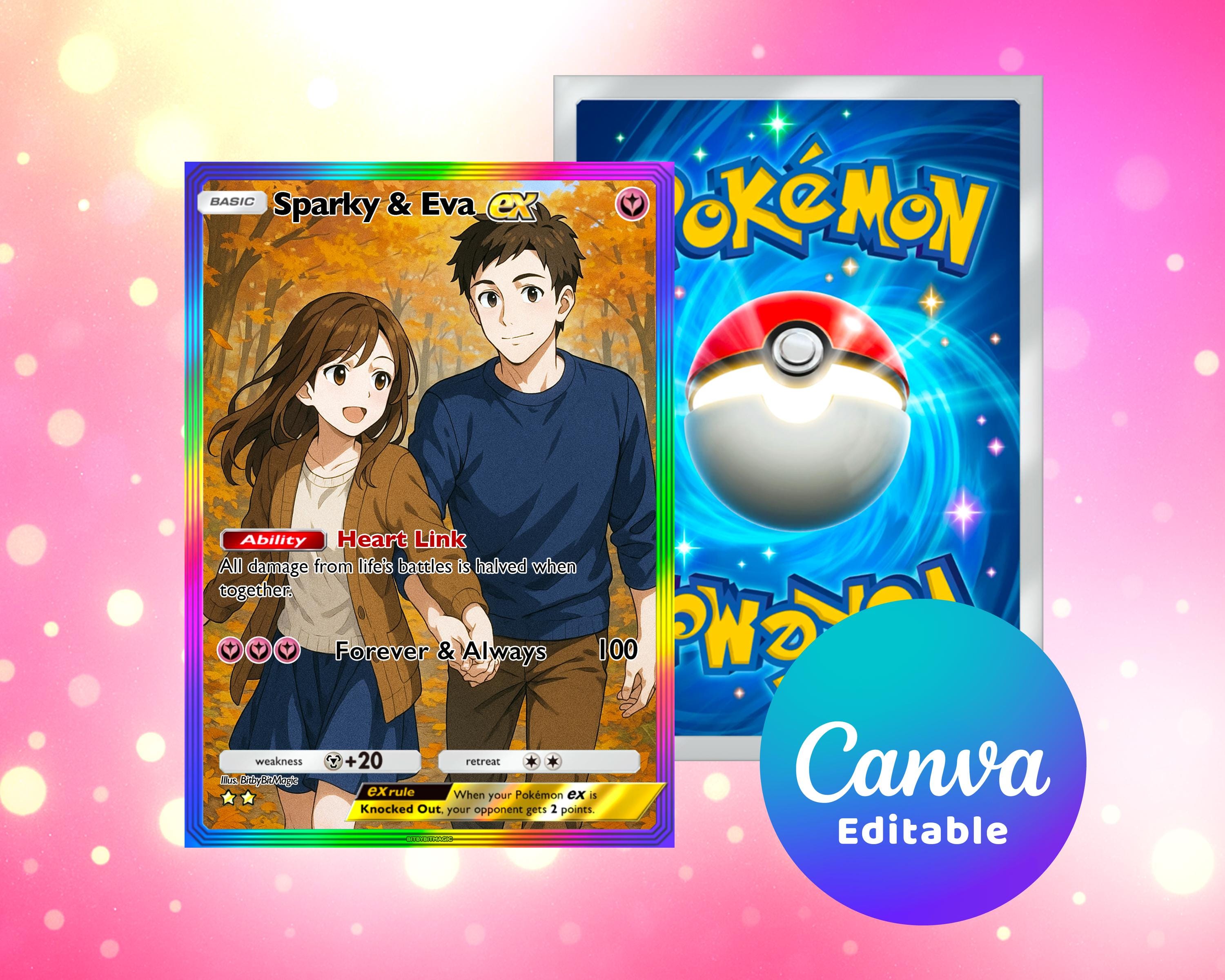 Valentine's Day Pokemon Card, Editable Template, Pokemon Themed Card ...