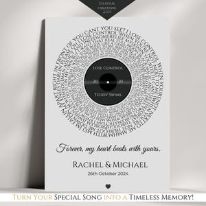 Custom Song Lyrics Print or Card Personalized Wall Art for Couples ...