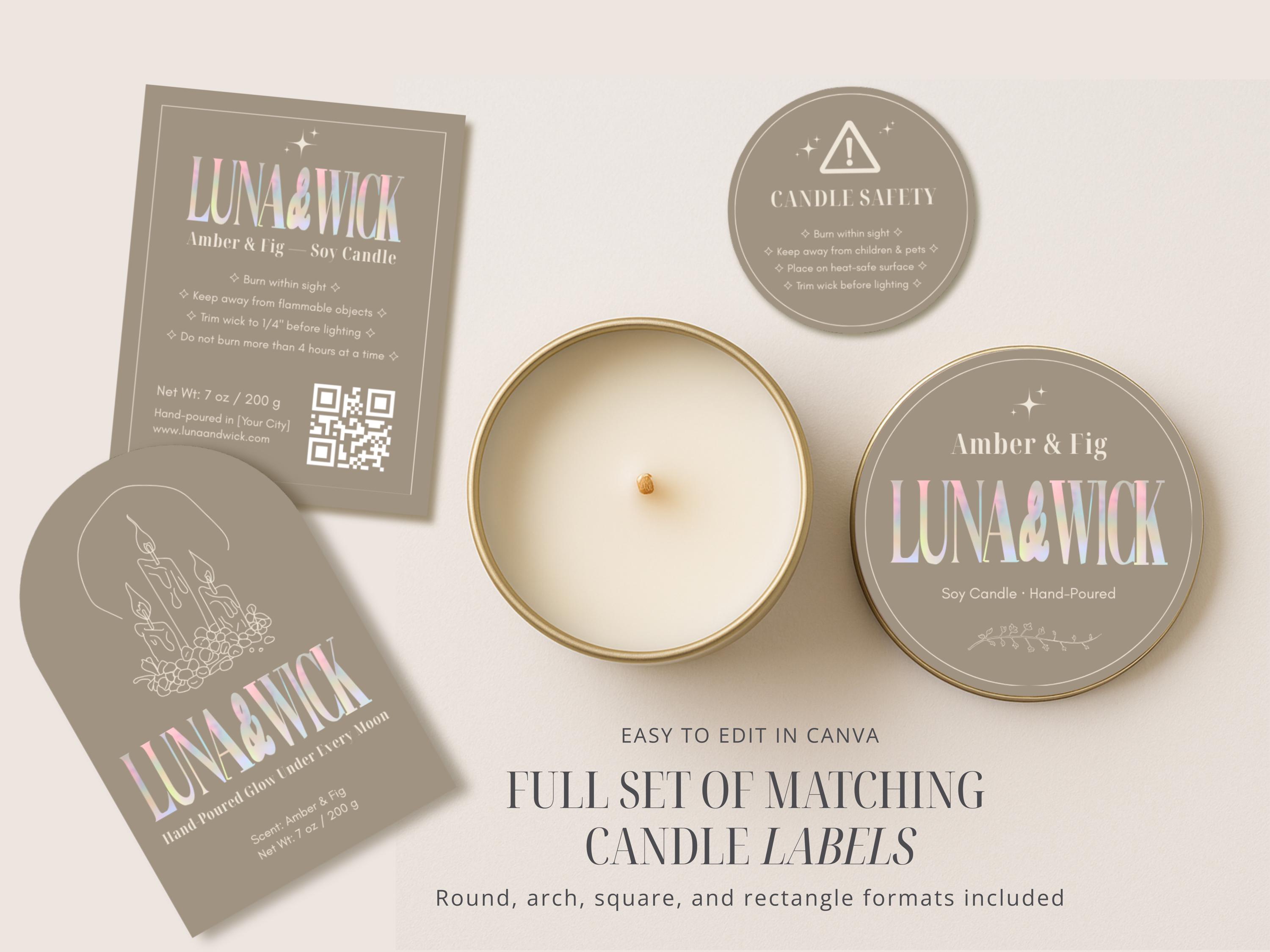 Candle Label Bundle Editable Canva Template | Modern Minimal Celestial ...