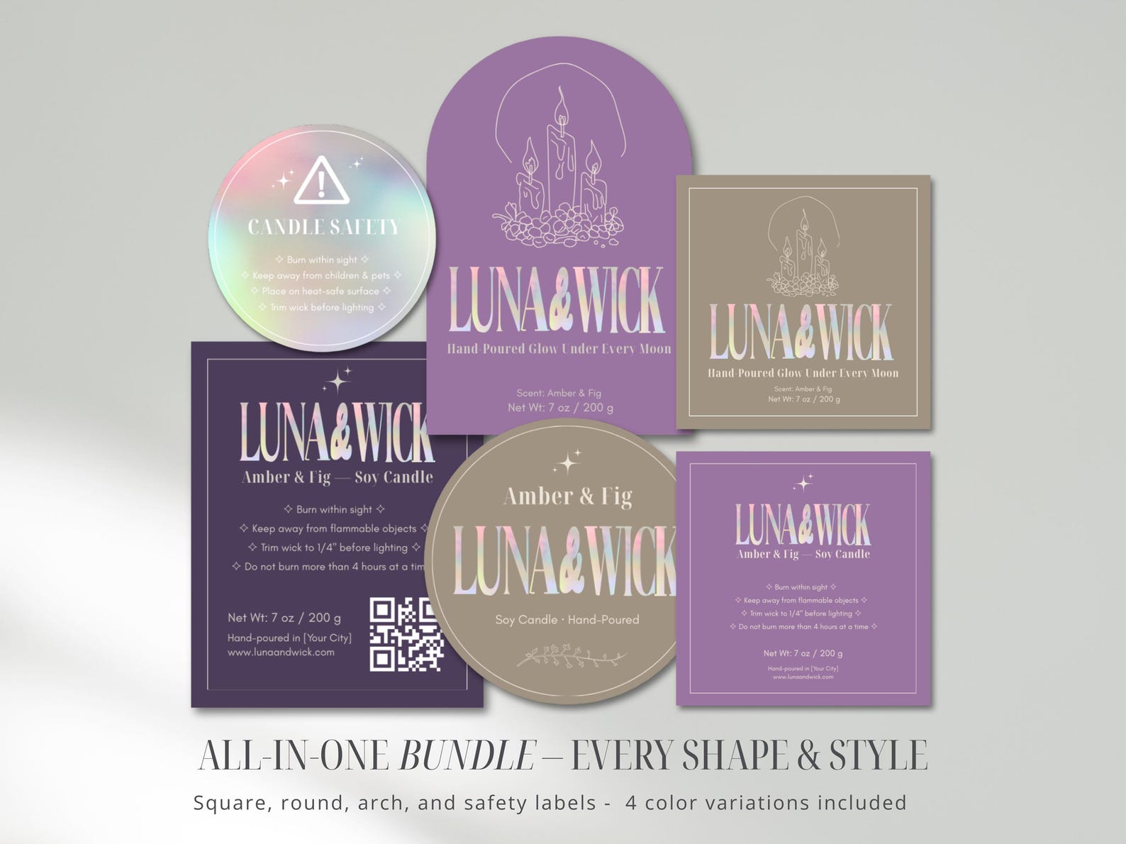 Candle Label Bundle Editable Canva Template | Modern Minimal Celestial ...