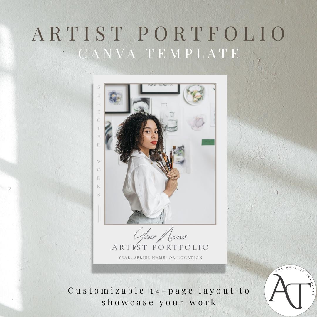 Light Artist Portfolio Template for Canva Editable Modern Art Portfolio ...
