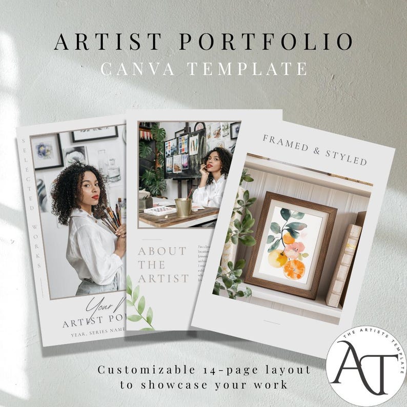 Light Artist Portfolio Template for Canva Editable Modern Art Portfolio ...