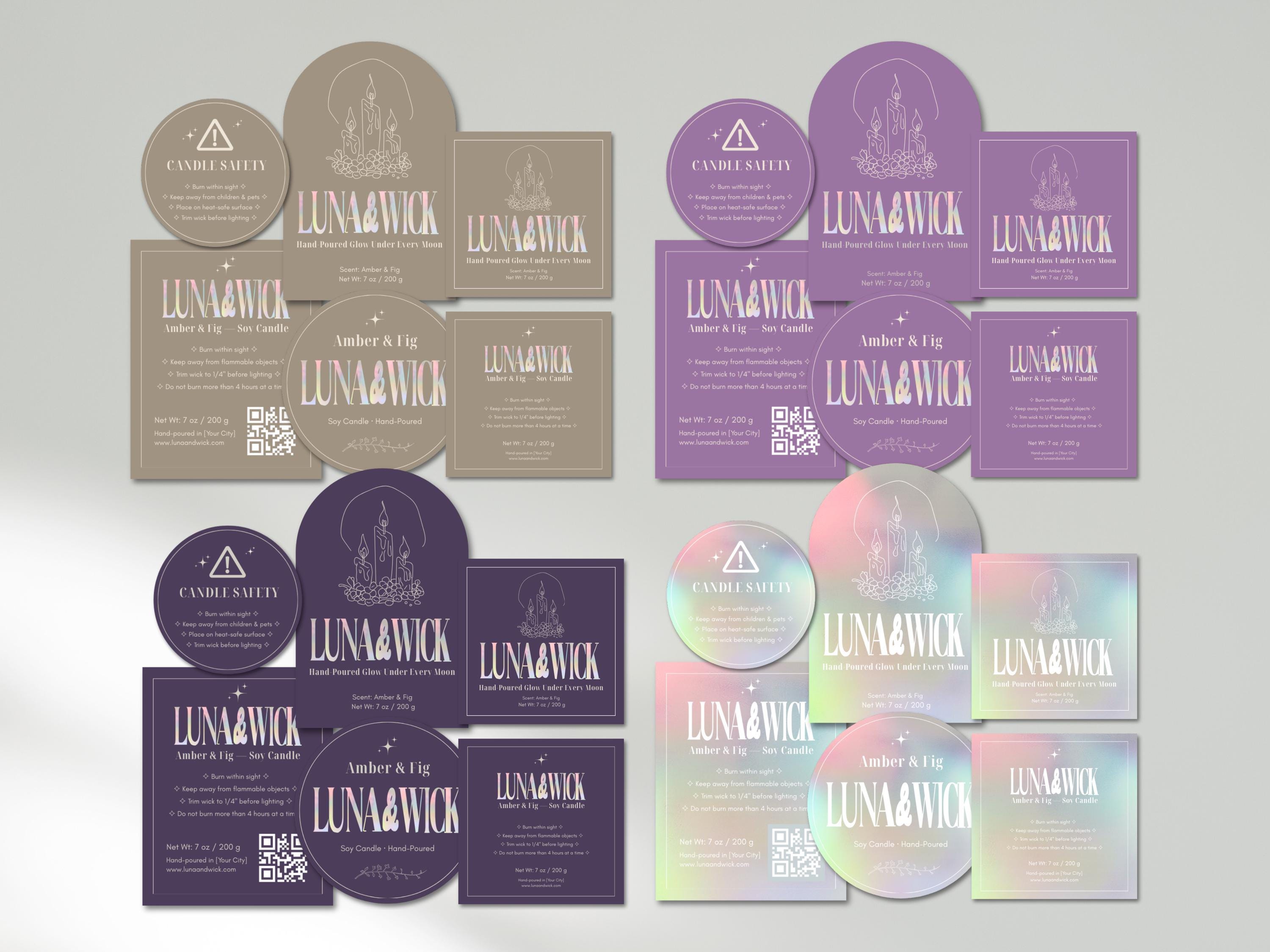 Candle Label Bundle Editable Canva Template | Modern Minimal Celestial ...