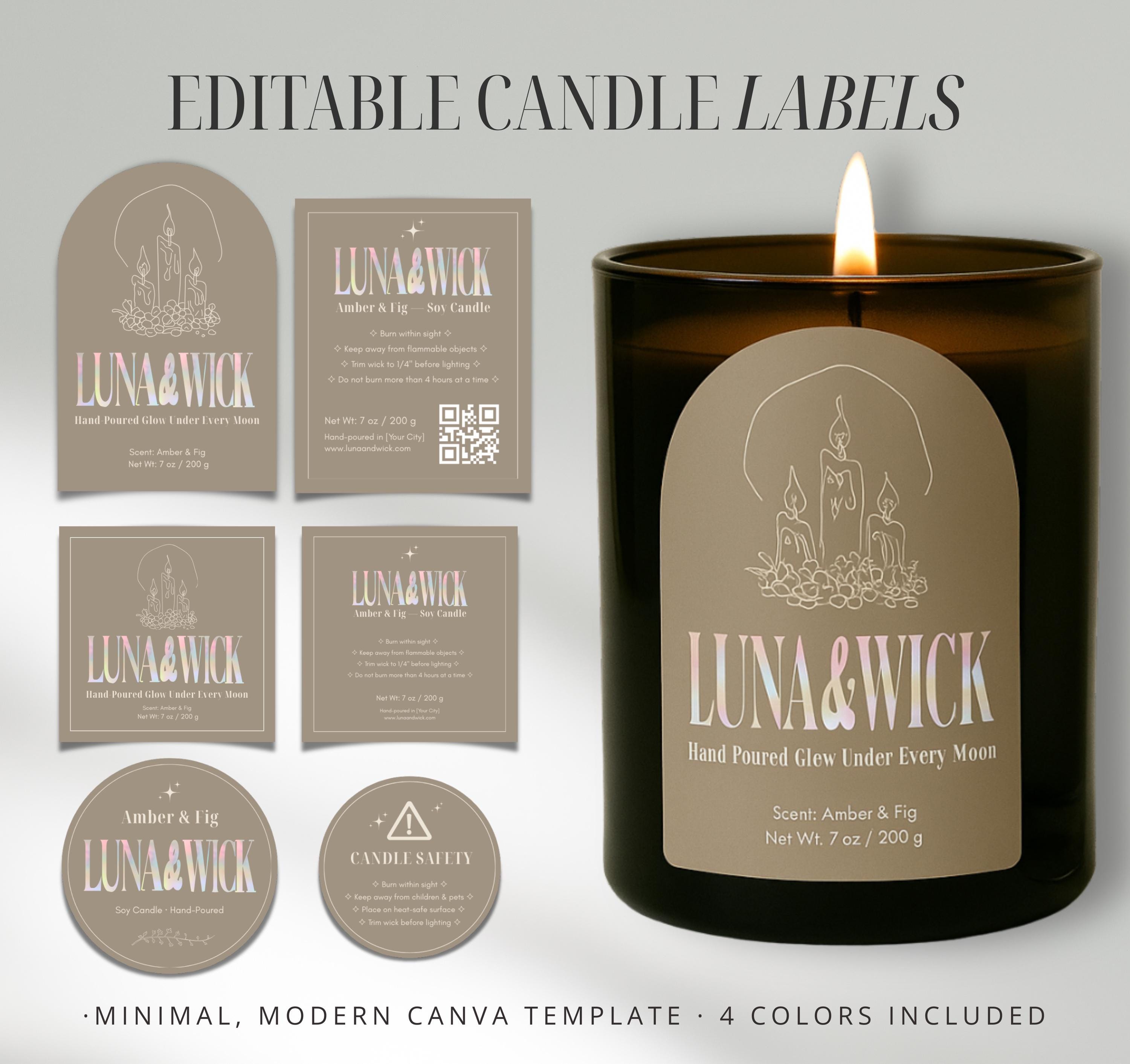Candle Label Bundle Editable Canva Template | Modern Minimal Celestial ...