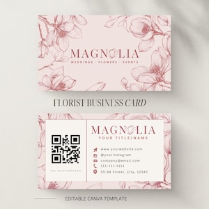 Business Cards With Magnolia Flower - Etsy UK