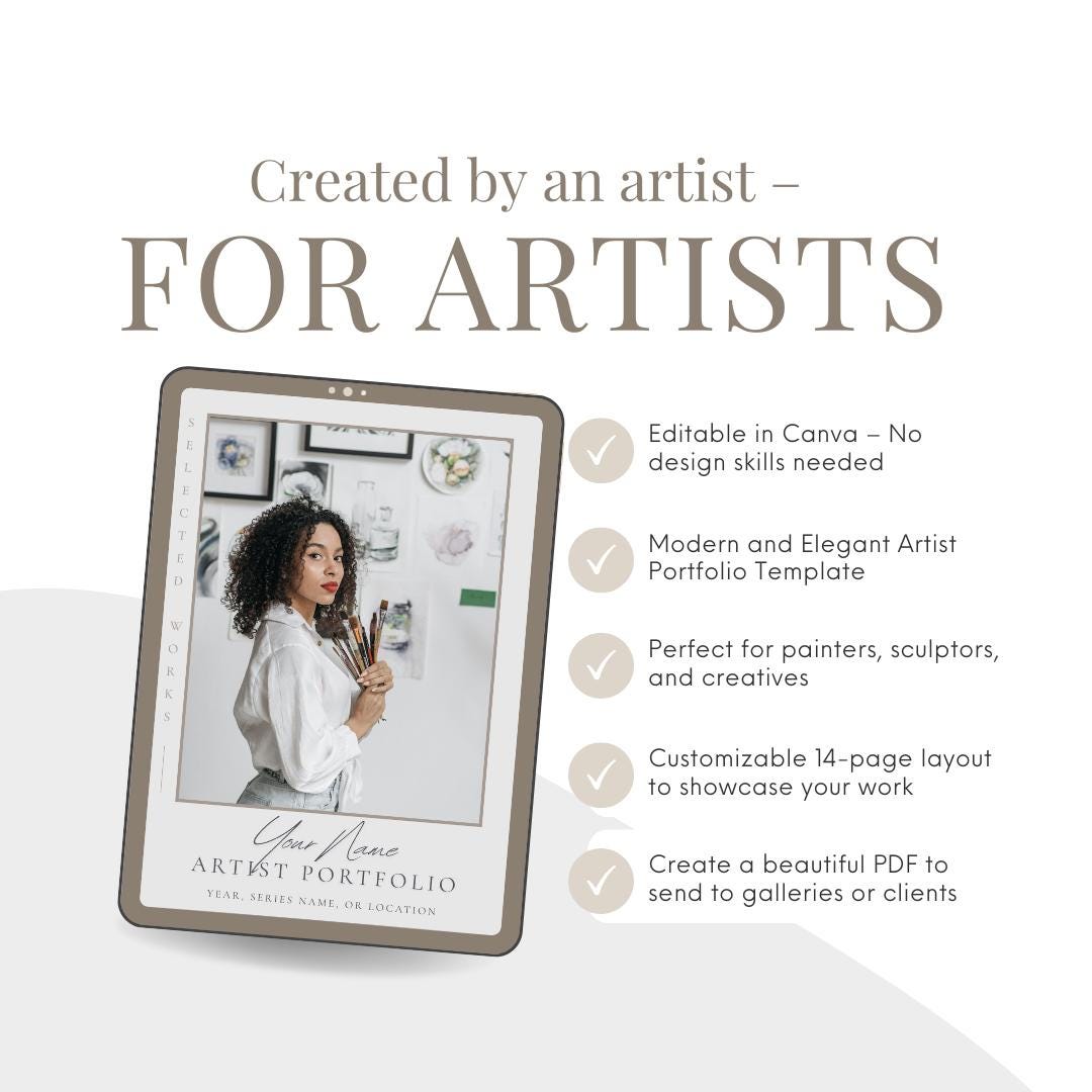 Light Artist Portfolio Template for Canva Editable Modern Art Portfolio ...