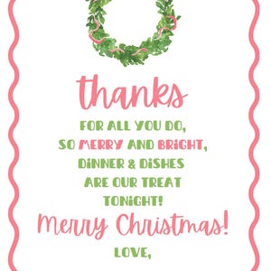 Christmas Dinner on Us Tag, Teacher Dinner on Us Tag, Dinner on Us Gift ...