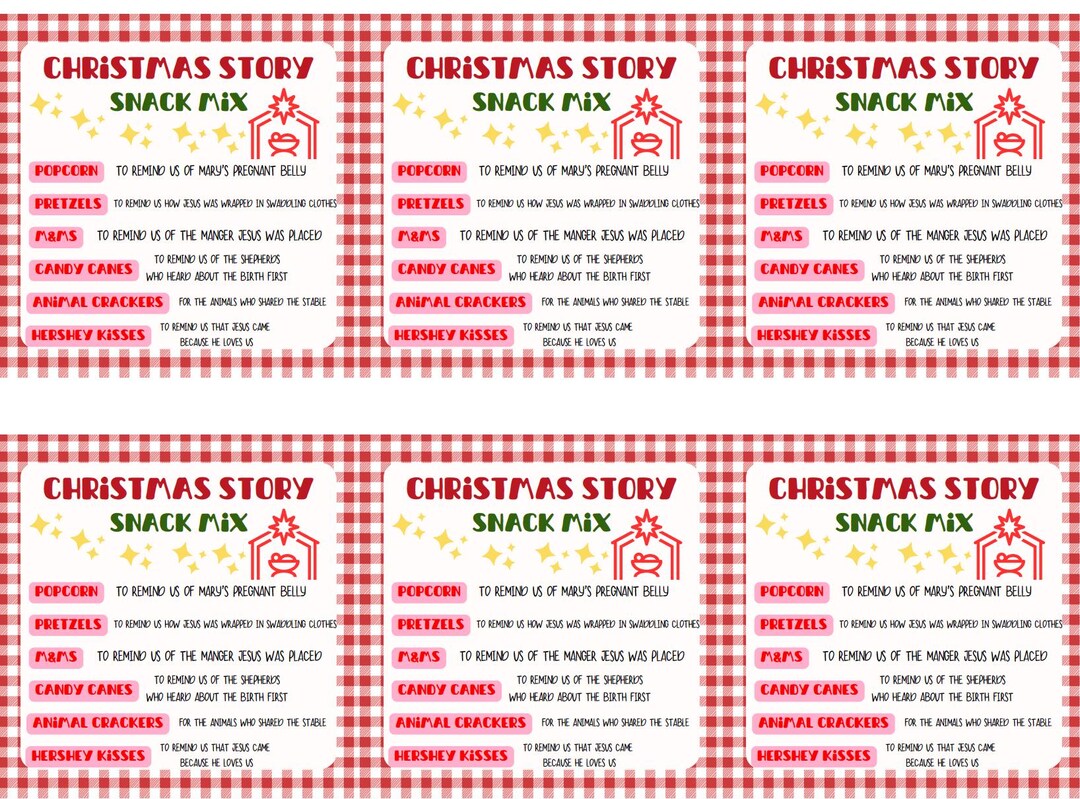 Christmas Snack Mix Tag, Christmas Snack Tag, Party Snack Tag ...