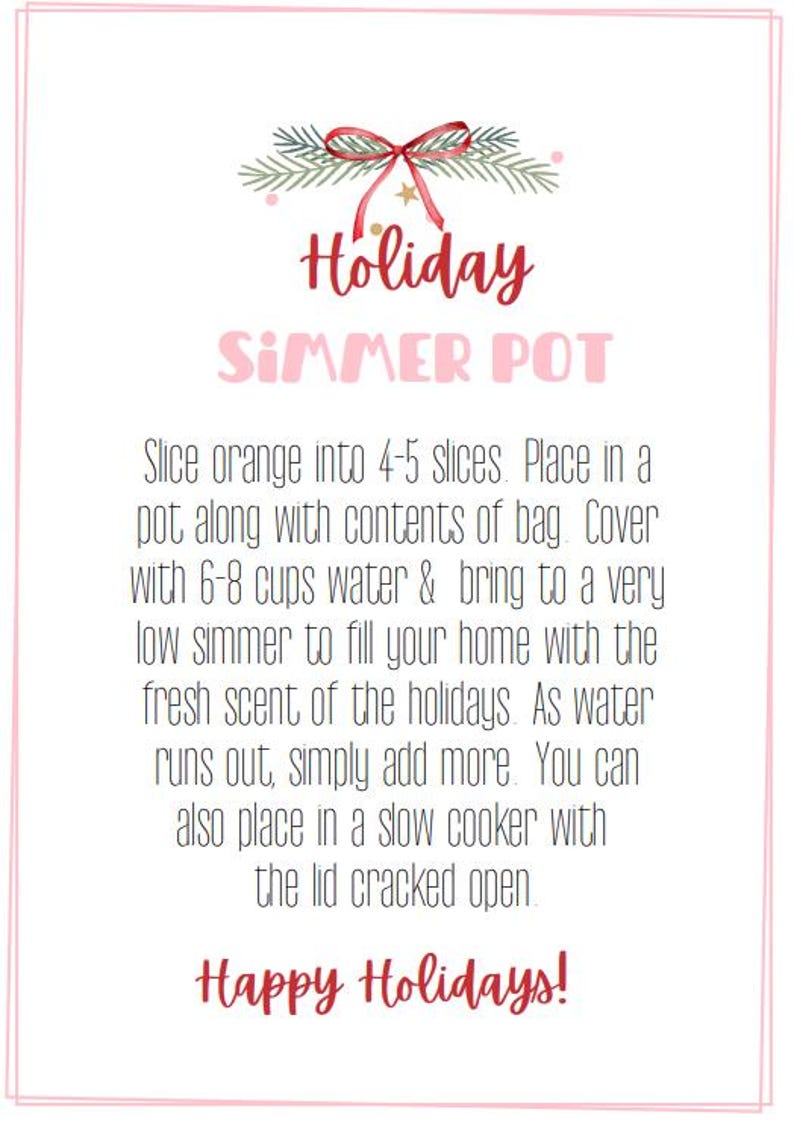 Holiday Simmer Pot Tag, Simmer Pot Gift Tag, Simmer Pot, Holiday Simmer ...