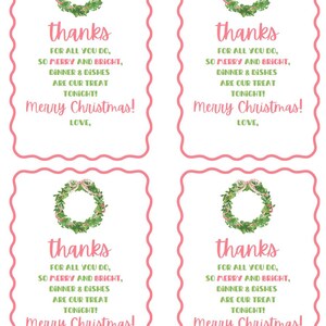 Christmas Dinner on Us Tag, Teacher Dinner on Us Tag, Dinner on Us Gift ...