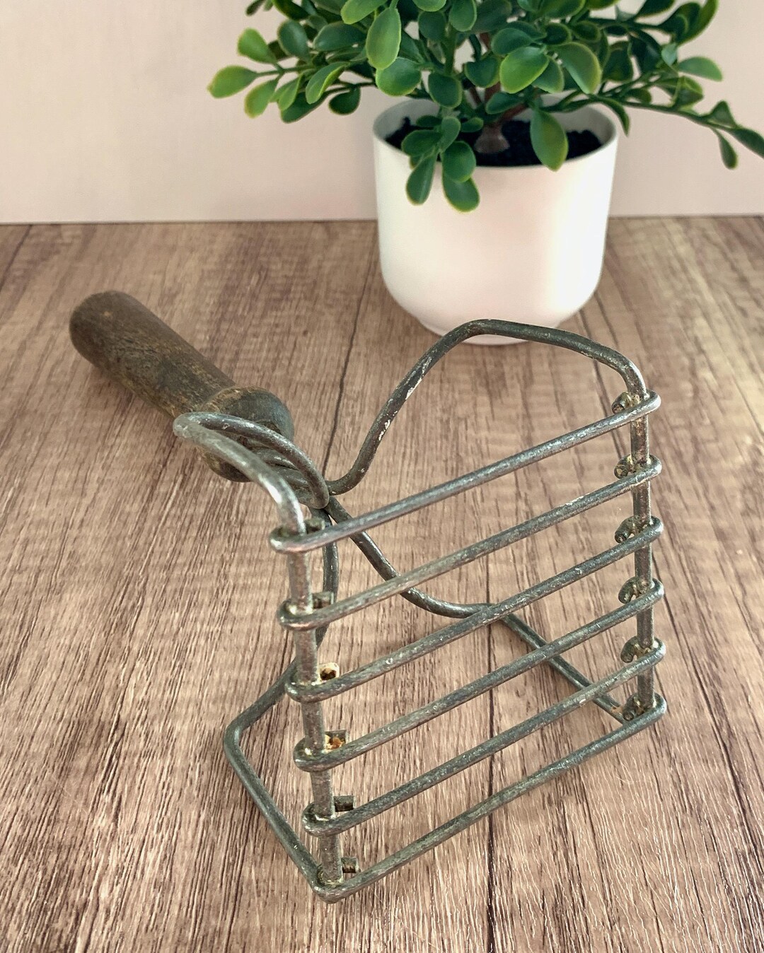 Vintage Wood Handle Square Potato Masher - Etsy