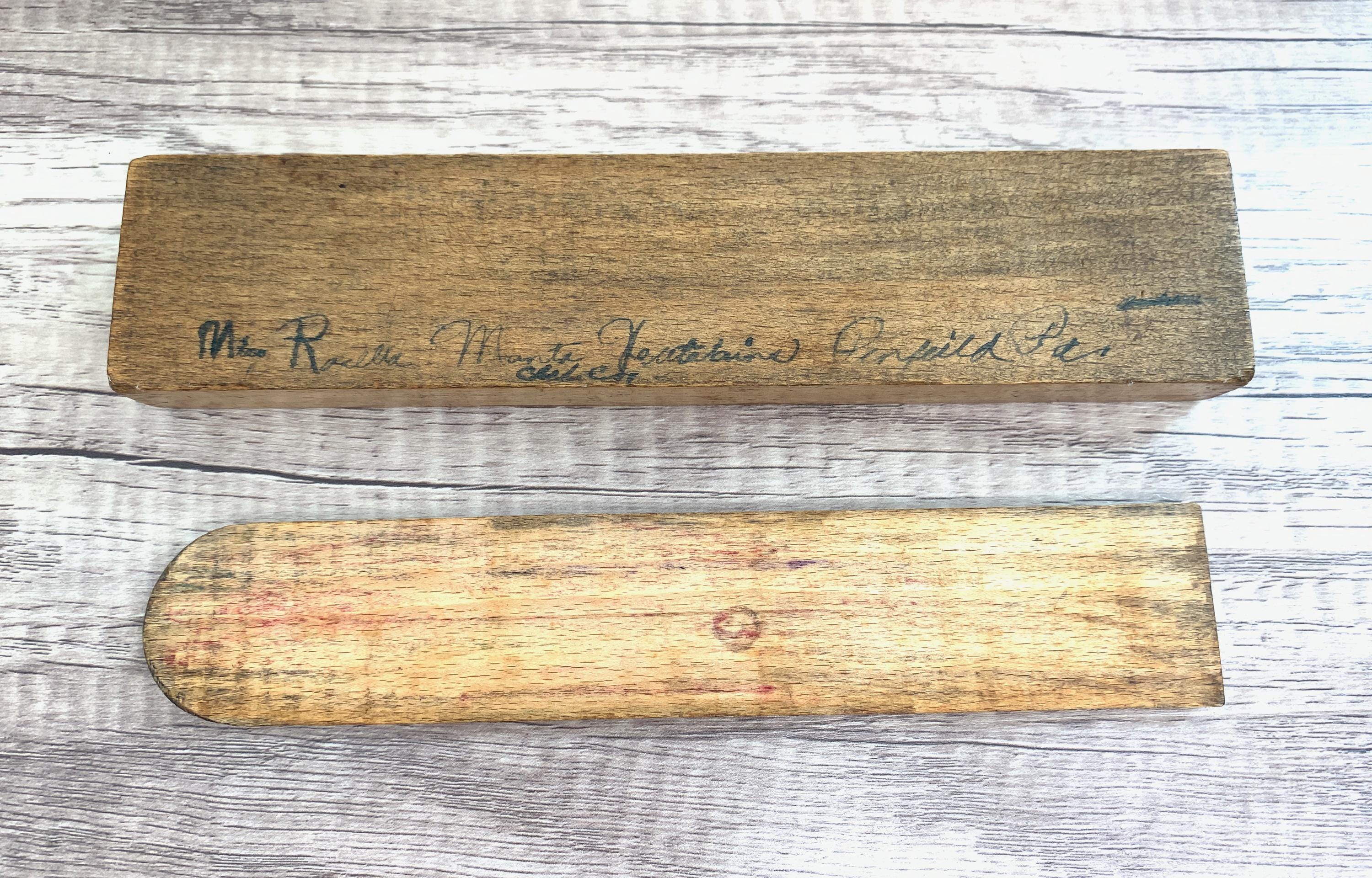 Vintage Wooden Pencil Box With Flowers | Slide Top Wood Pencil Box ...
