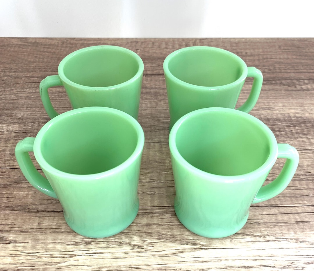 Fire King Jadeite Coffee Mugs 1950s | Jadeite D Handle Cup | Green ...
