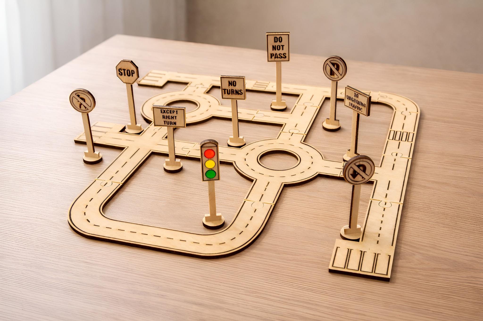Laser Cut Traffic Road Signs and Intersection, 3D Wooden Model SVG File ...