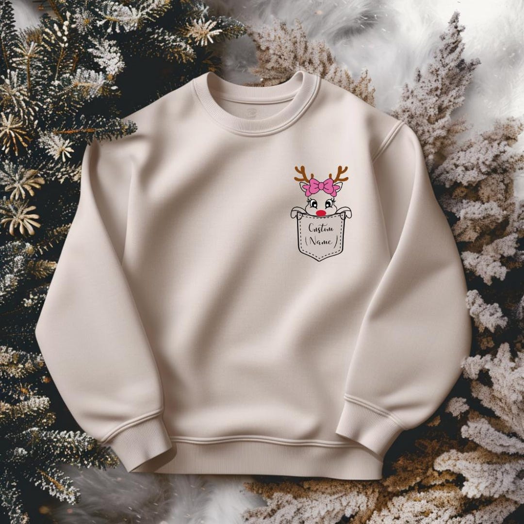 Custom Family Matching Reindeer Sweatshirts One-line Art Cartoon ...