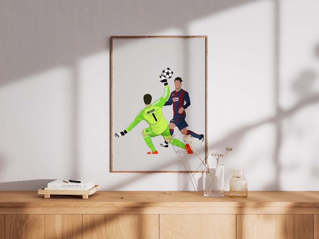 Leo Messi Chip Goal Vs Neuer Poster Faceless UCL Illustration - Etsy
