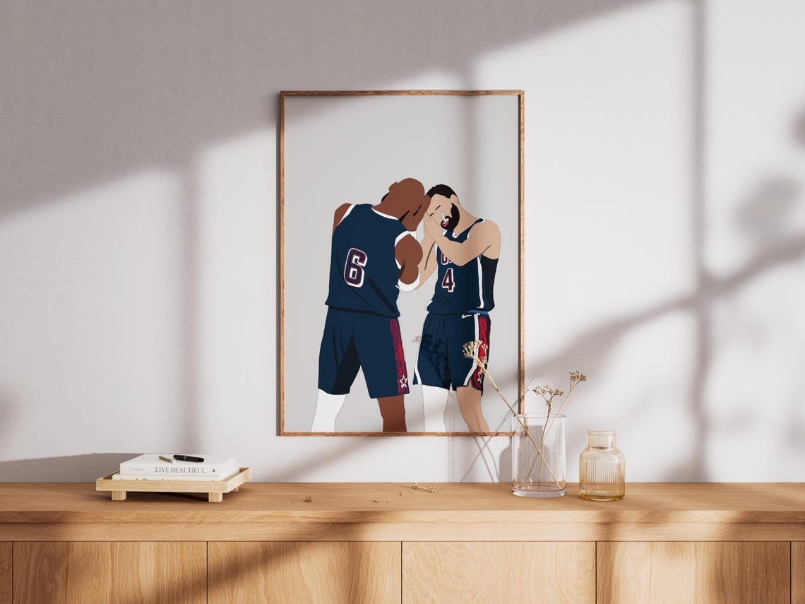 Stephen Curry & Lebron James Faceless Digital Illustration - Iconic ...