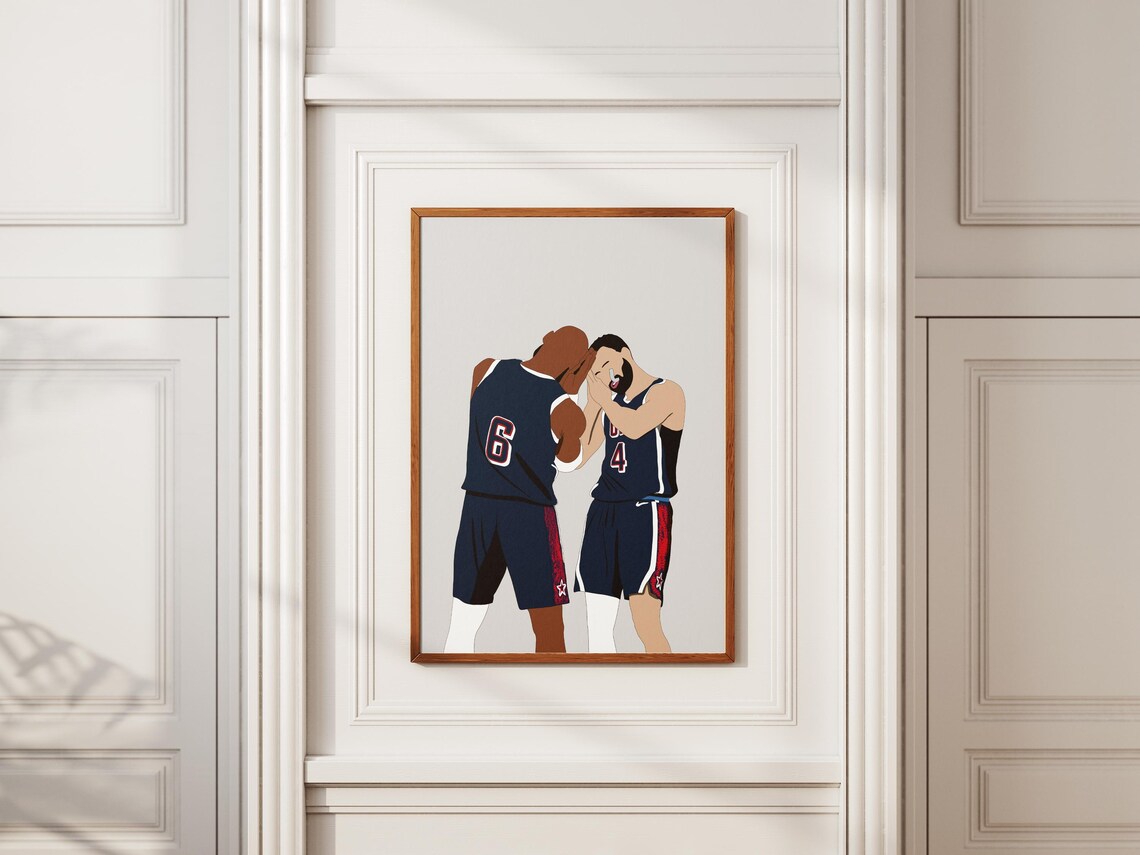 Stephen Curry & Lebron James Faceless Digital Illustration - Iconic ...
