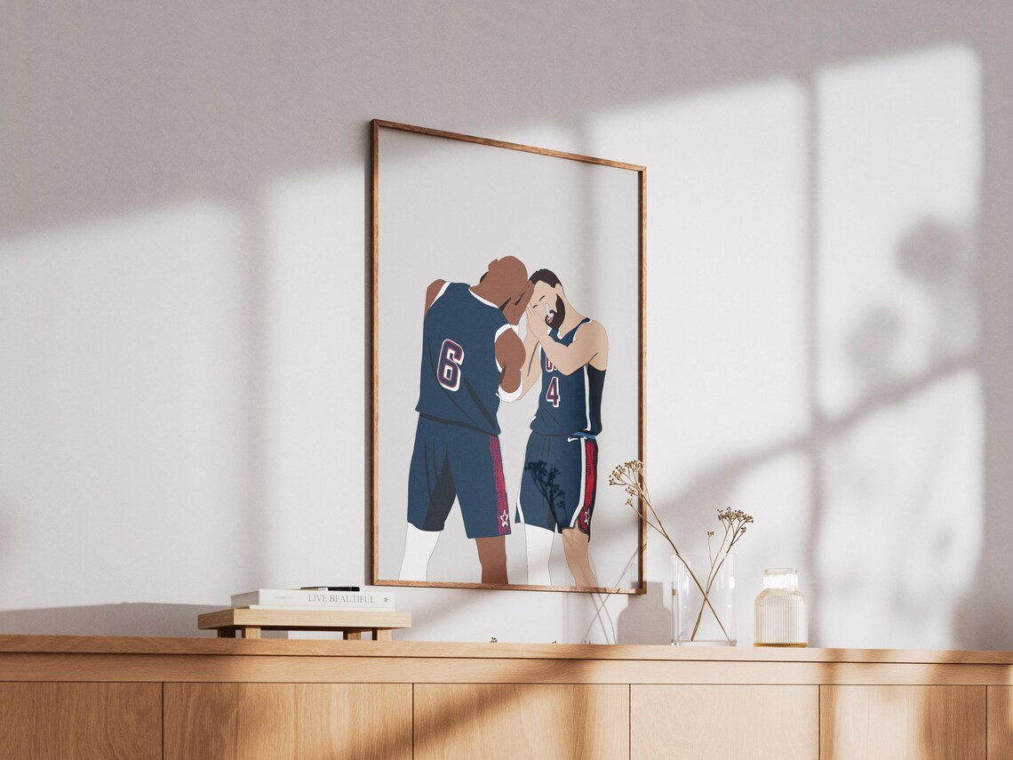 Stephen Curry & Lebron James Faceless Digital Illustration - Iconic ...