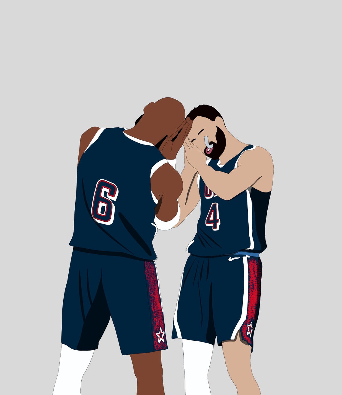 Stephen Curry & Lebron James Faceless Digital Illustration - Iconic ...