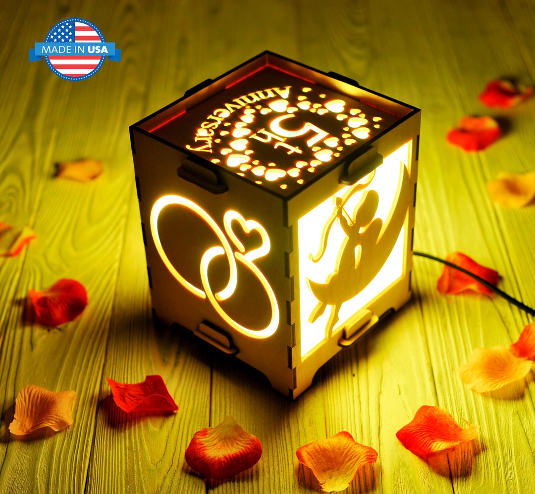 Custom Heart-shaped Wooden RGB LED Lamp — A Special Gift for Your 5th ...